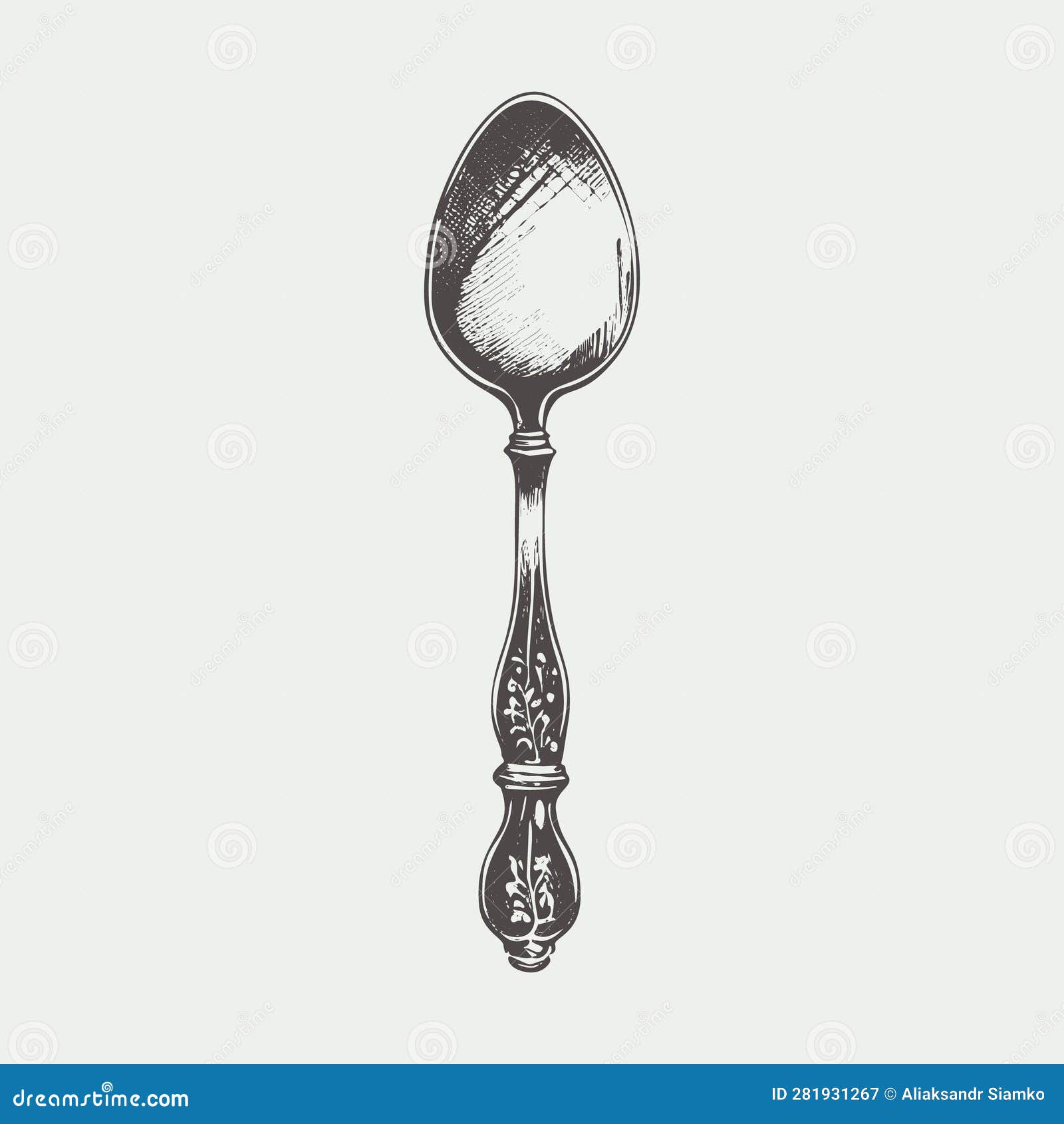 Vintage Kitchen Spoon - Hand-Drawn Vector Illustration Stock Vector ...