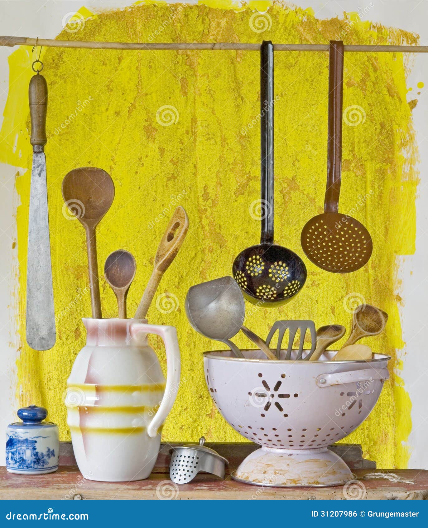 Vintage kitchen utensils stock photo. Image of brown - 31207986