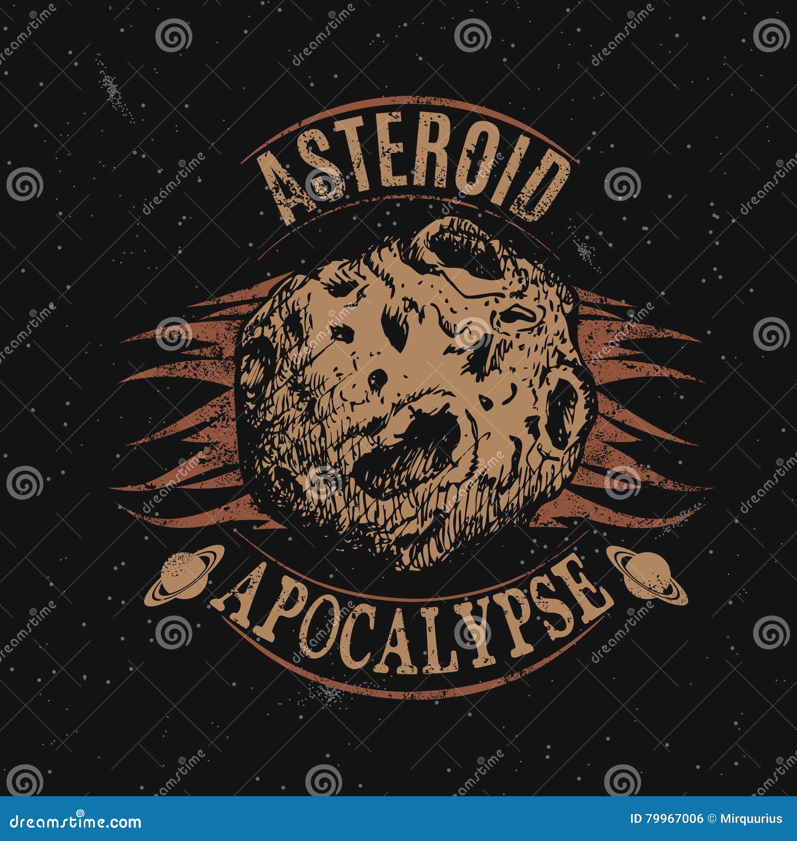 Vintage Label with Asteroid Stock Vector - Illustration of retro ...
