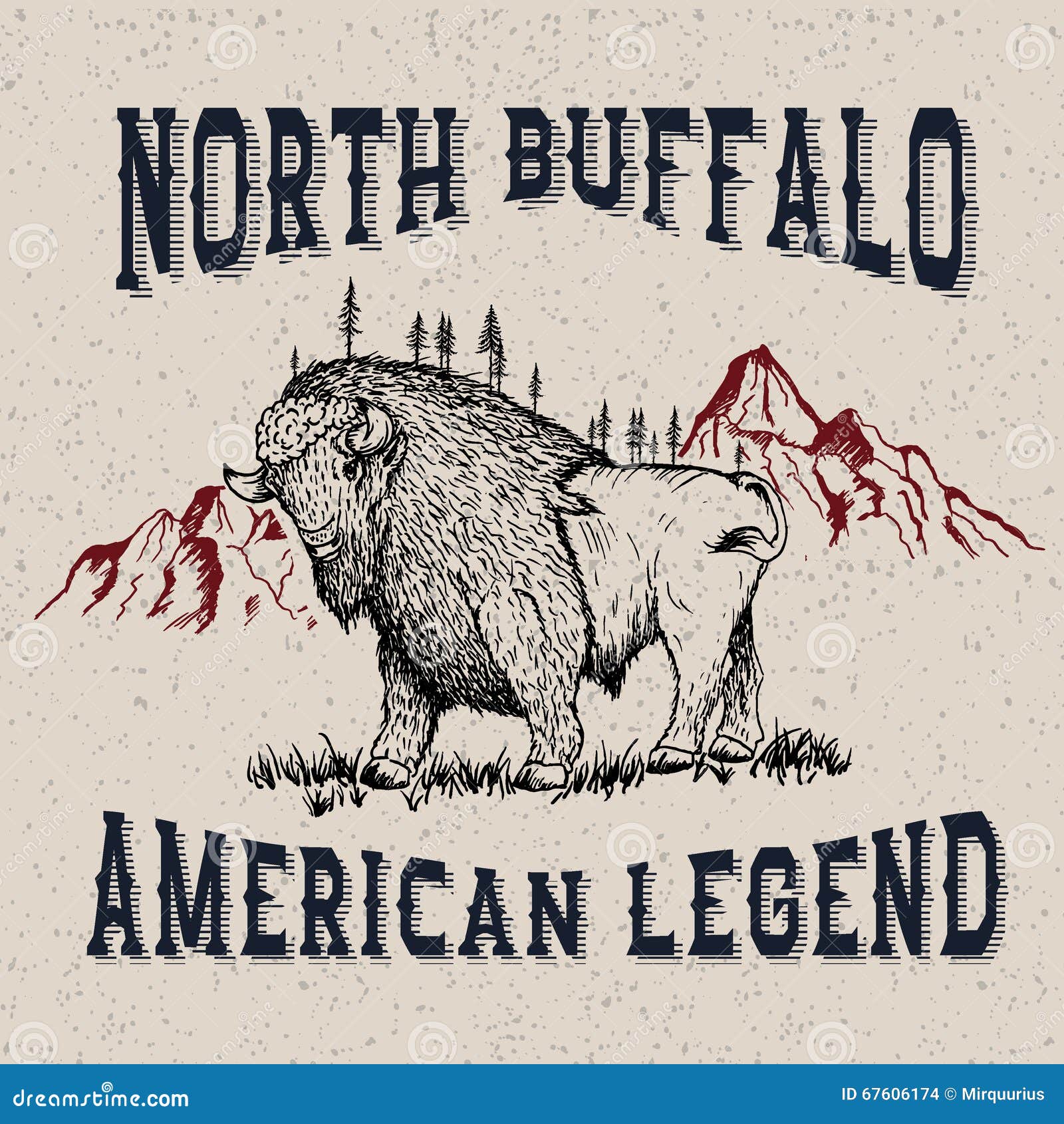 Vintage label with buffalo stock vector. Illustration of buffalo - 67606174