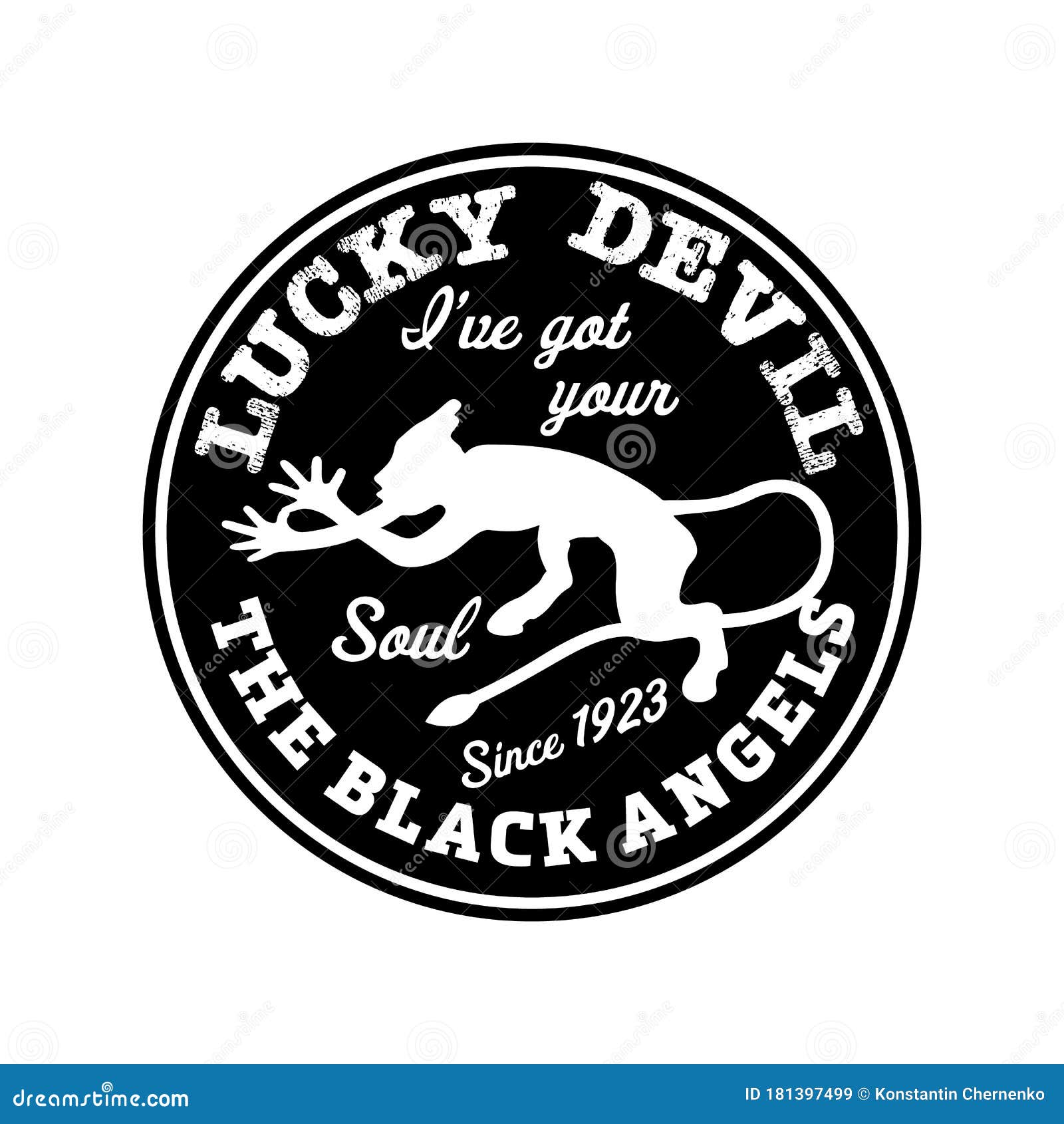 Vintage Demon Skull Tattoo Studio Labels Vector Illustration ...