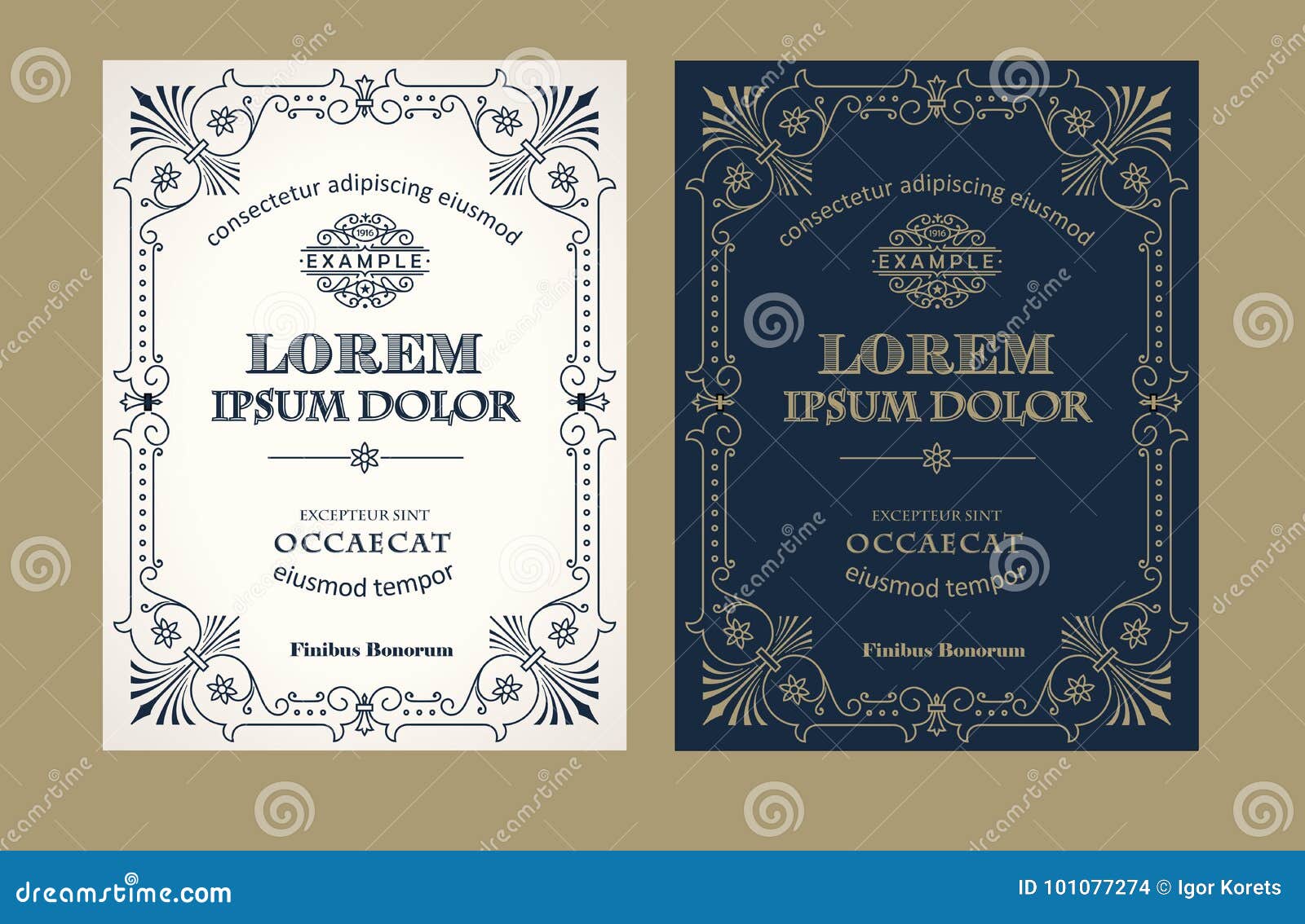 Vintage Label Design Set with an Example of Your Text Stock Vector ...