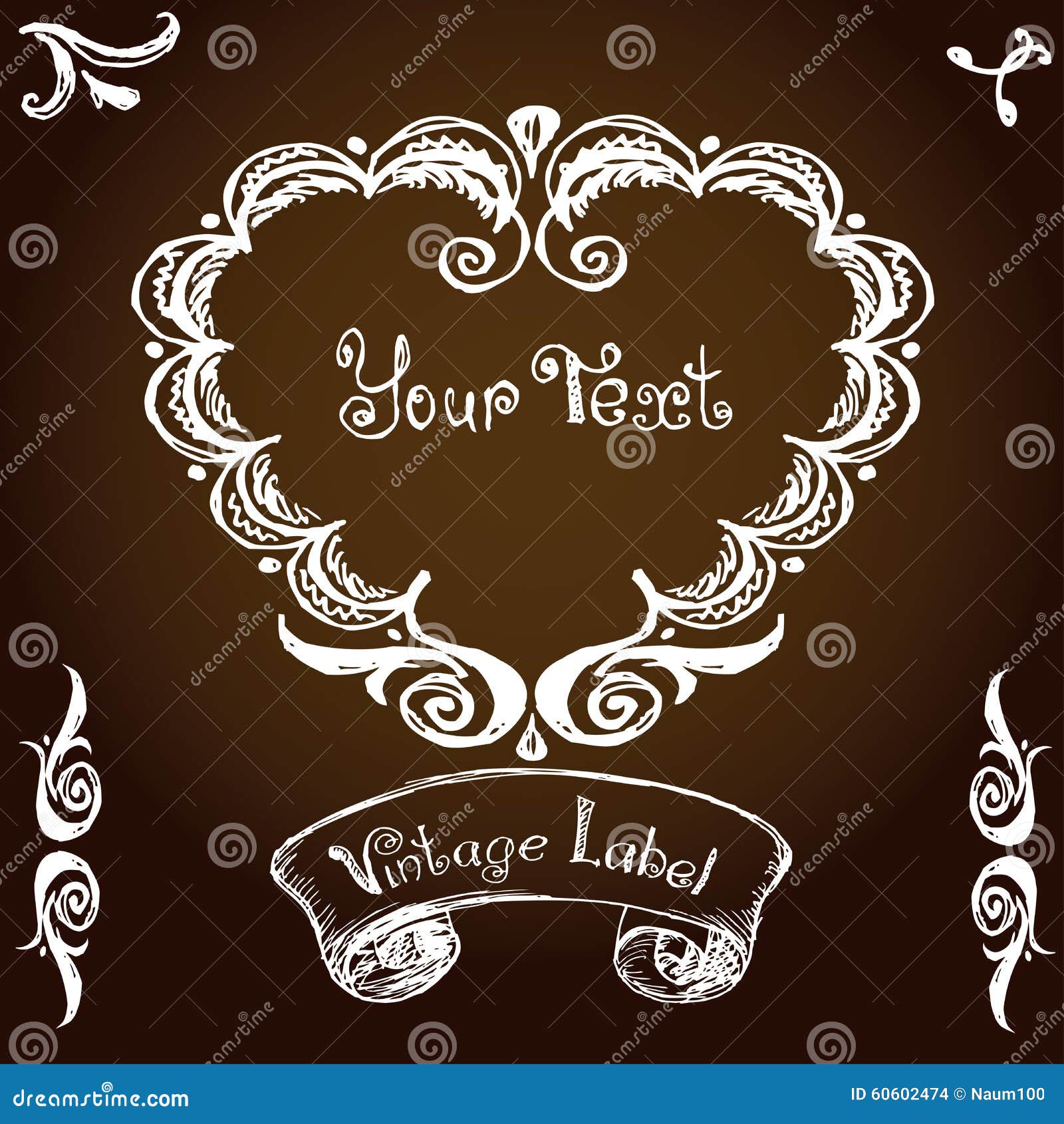 Vintage Label, Hand Drawing Stock Vector - Illustration of line, pencil ...