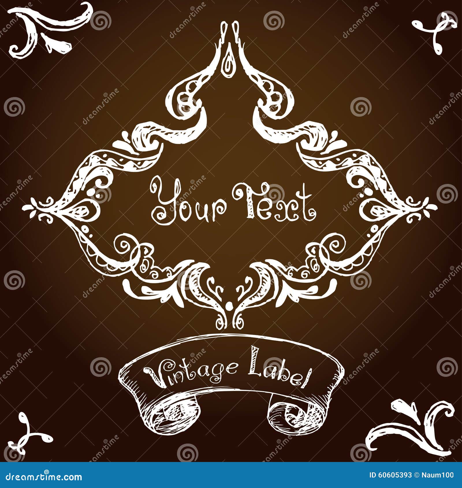 Vintage Label, Hand Drawing Stock Vector - Illustration of black ...