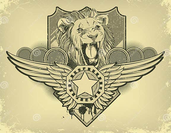 Vintage Label with Lion Head Stock Illustration - Illustration of ...