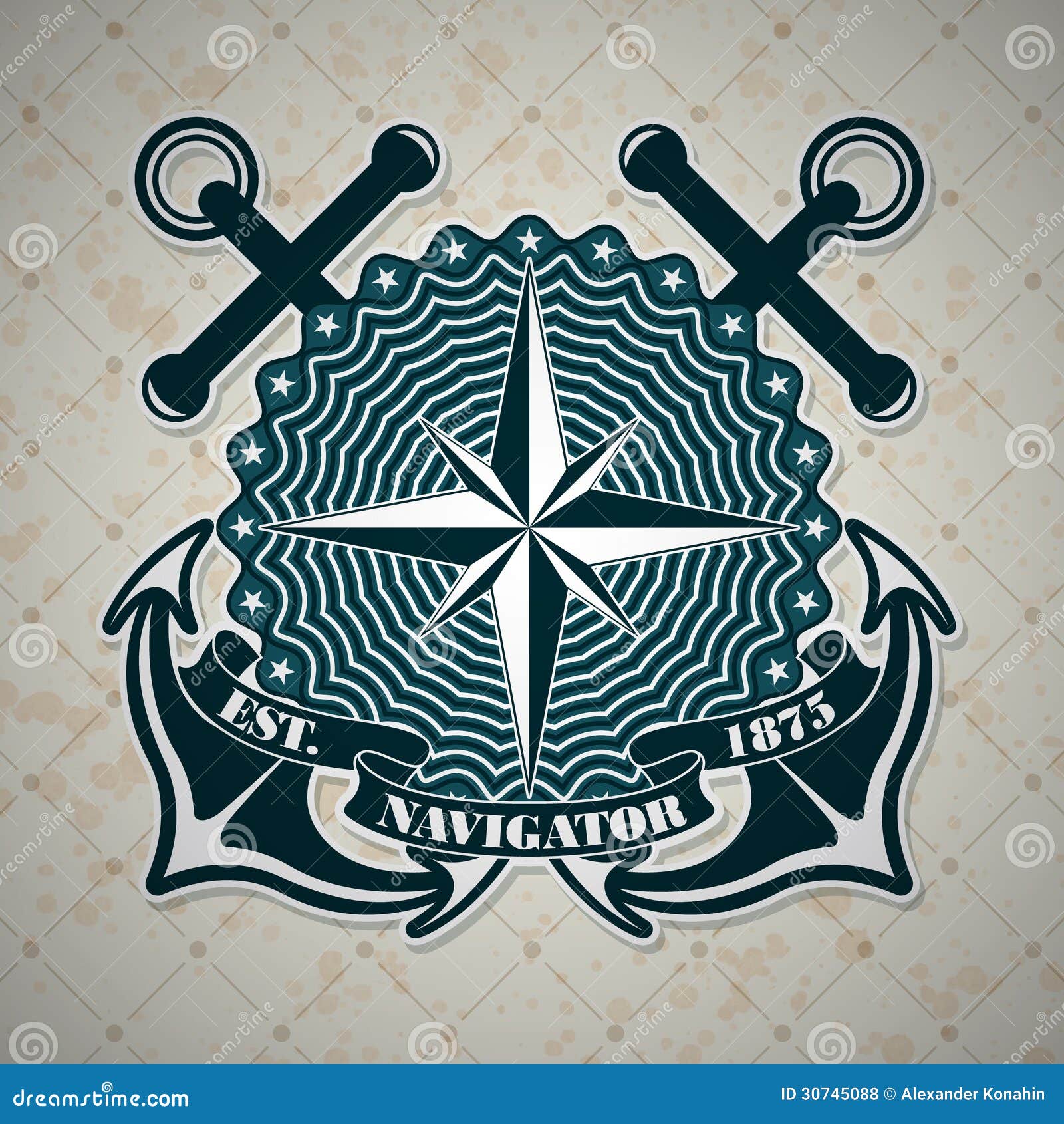 Vintage Label with a Nautical Theme Stock Vector - Illustration of buoy ...