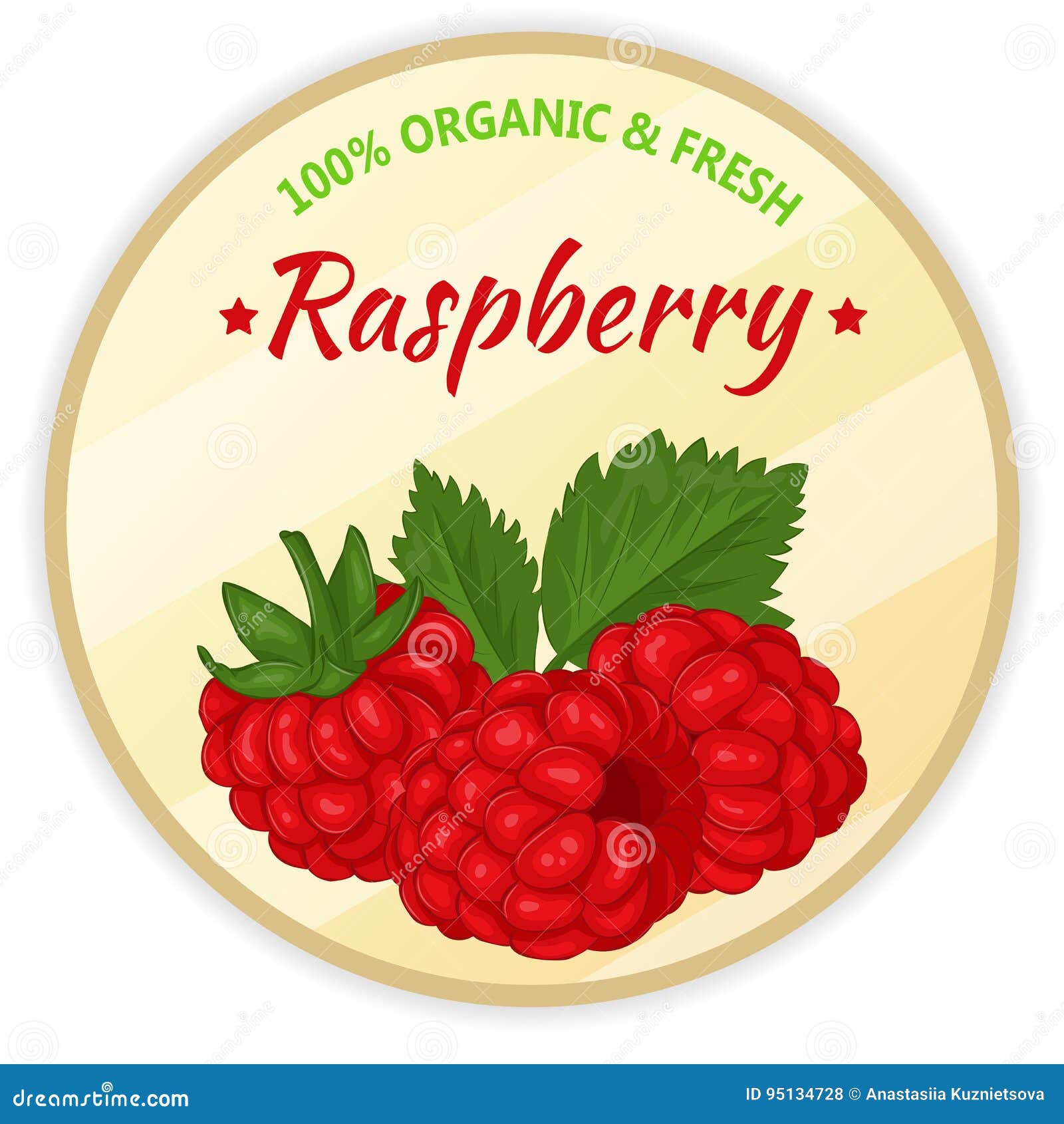 Vintage Label with Raspberry Isolated on White Background in Cartoon ...