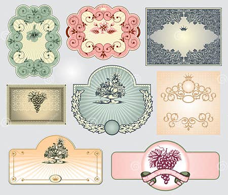 Vintage label set stock vector. Illustration of baroque - 15257379
