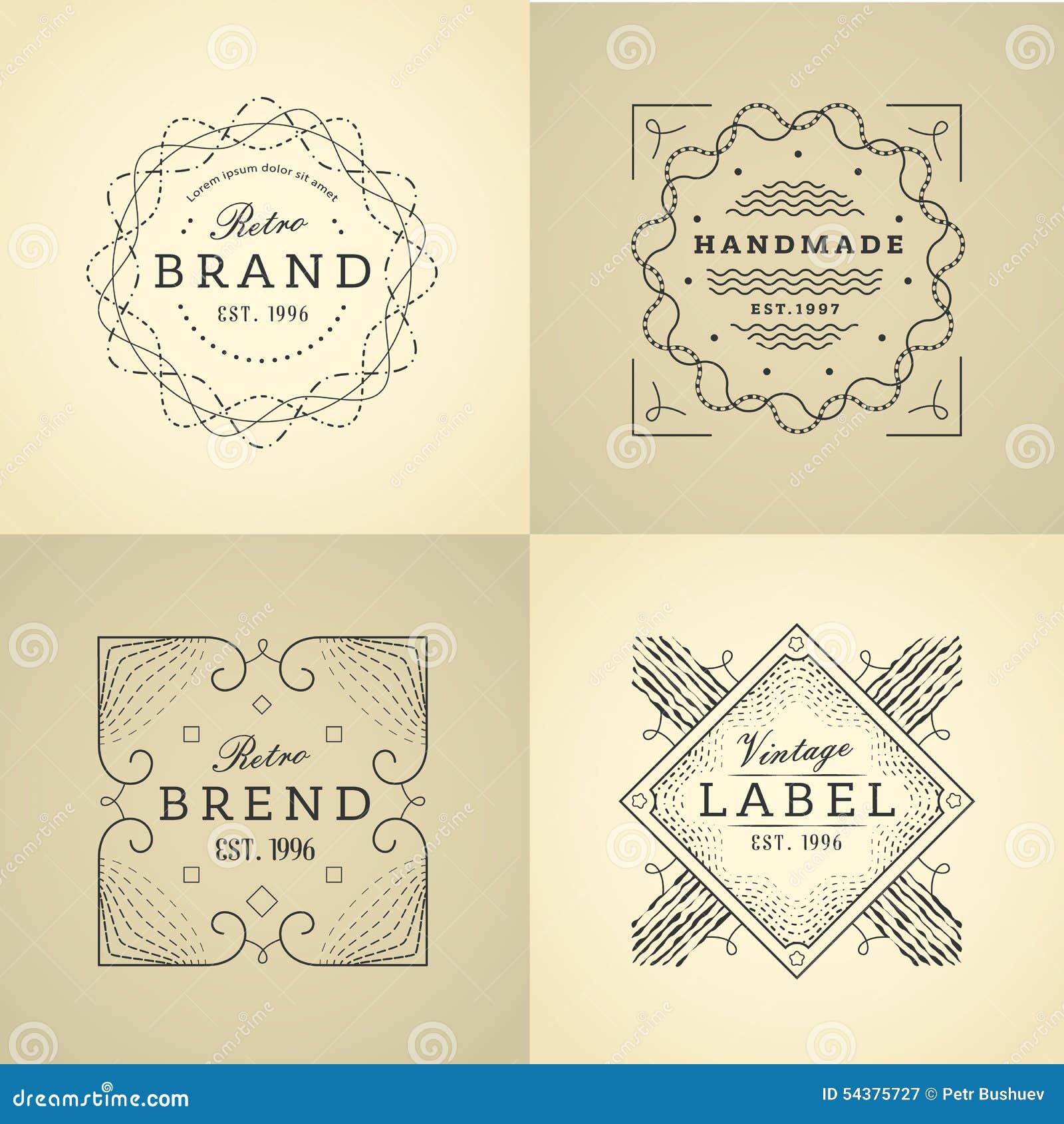 Vintage label set. stock illustration. Illustration of product - 54375727