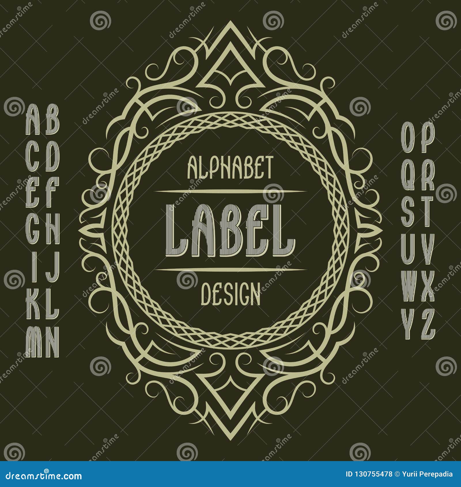 Vintage Label Template in Patterned Frame. Isolated Logo Design ...