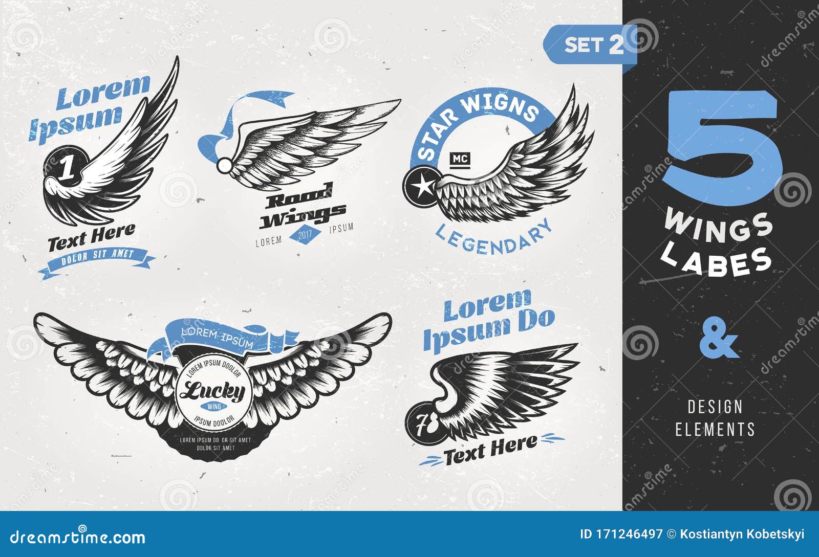 Vintage Labels, Badges, Text and Design Elements with Wings Stock ...