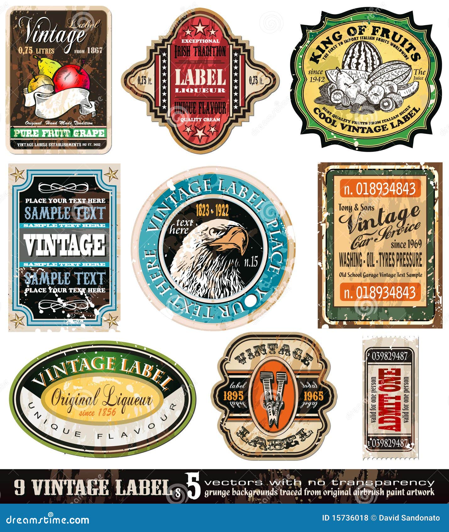 Vintage Labels Collection -Set 5 Stock Vector - Illustration of luxury ...