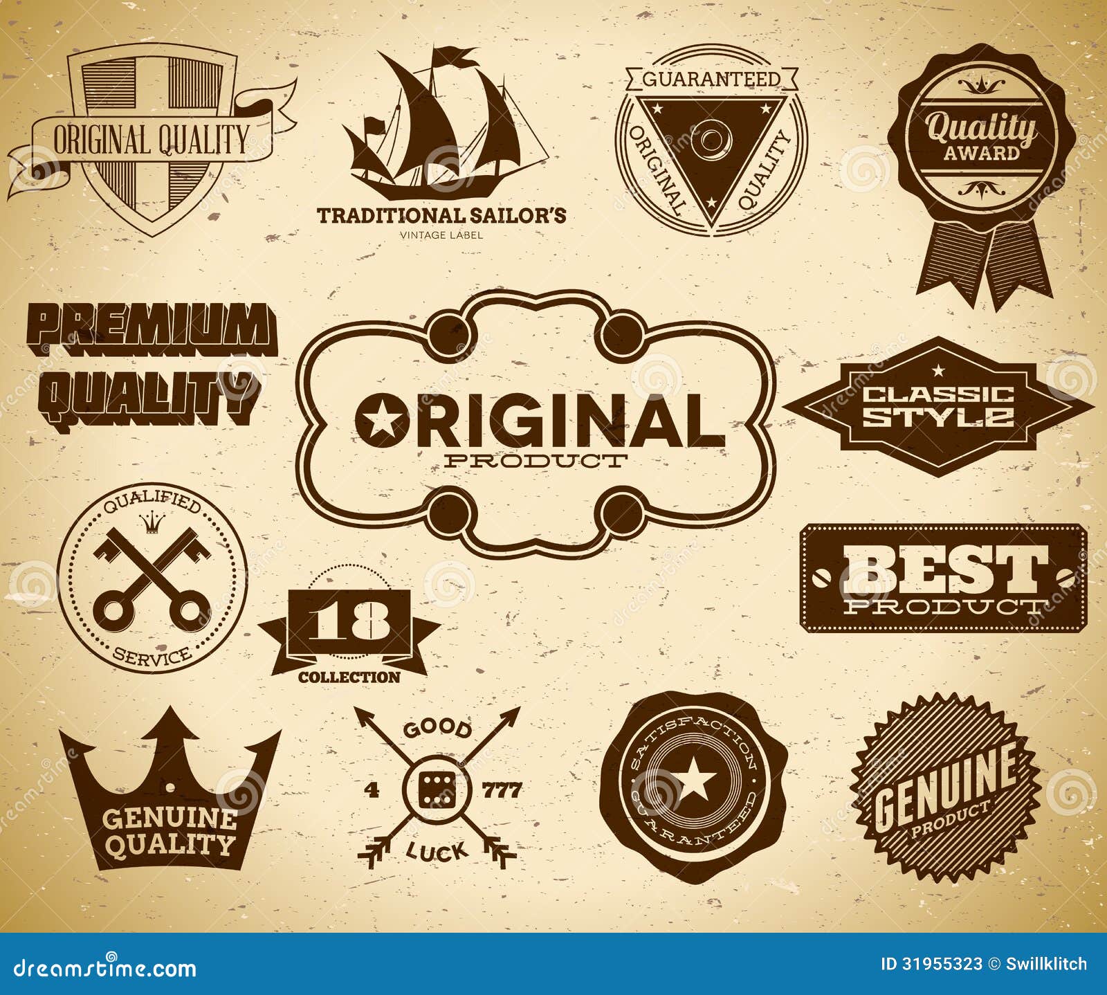 Vintage Labels. Collection 18 Stock Vector - Illustration of badge ...