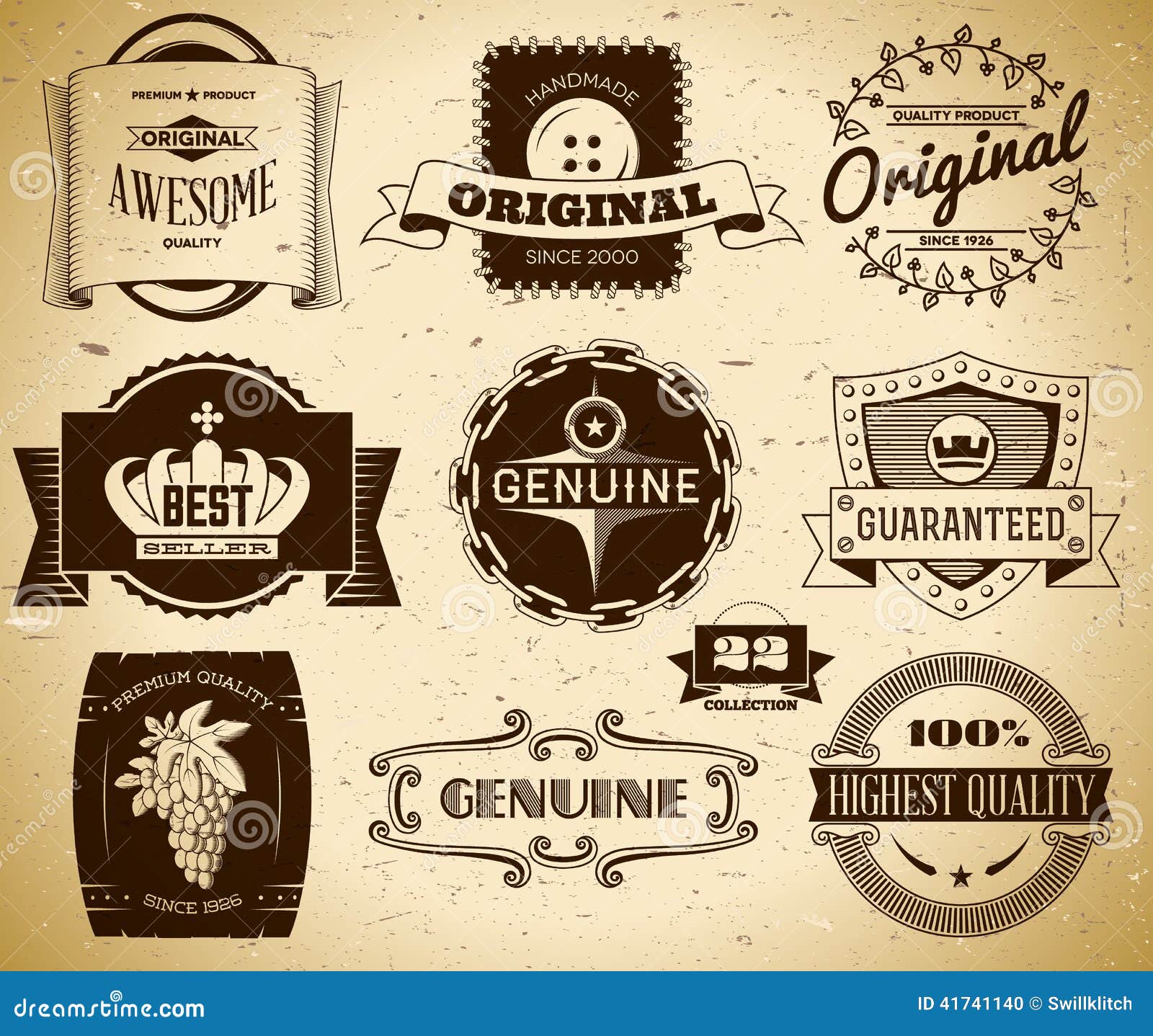 Vintage Labels. Collection 22 Stock Vector - Illustration of insignia ...