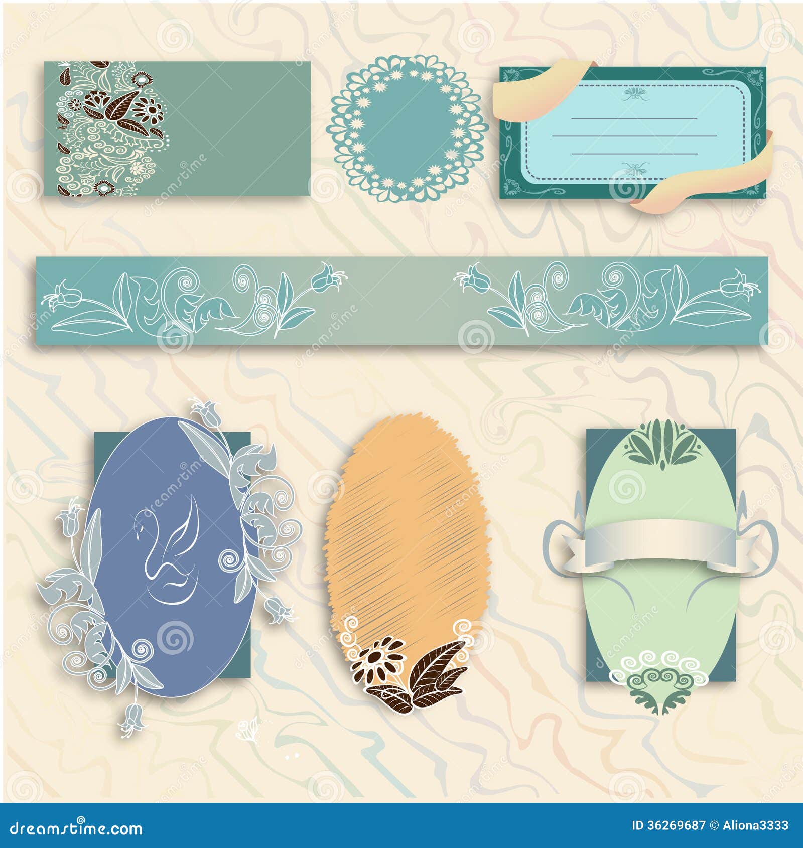 Vintage Labels With Floral Design Picture. Image: 36269687