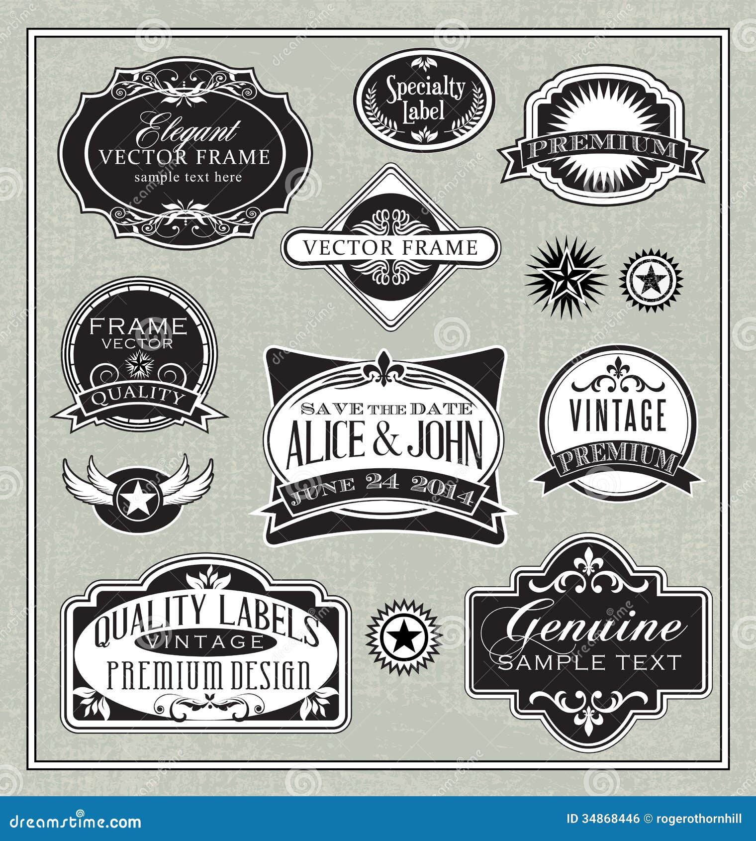 Vintage Labels Frames Design Elements Stock Vector - Illustration of ...