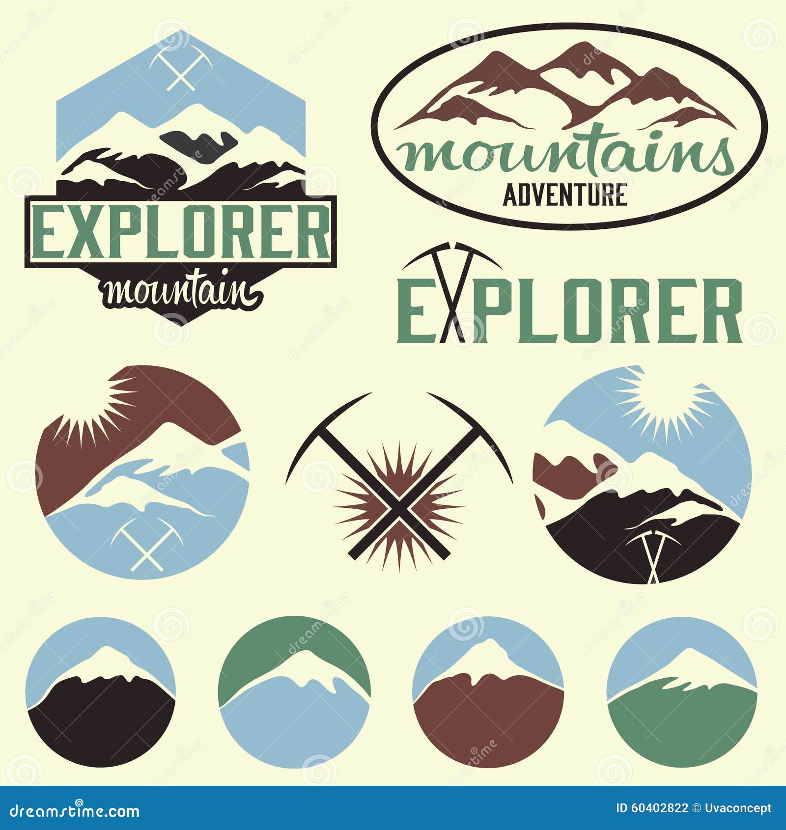 Vintage Labels Mountain Adventure Stock Vector - Illustration of ...