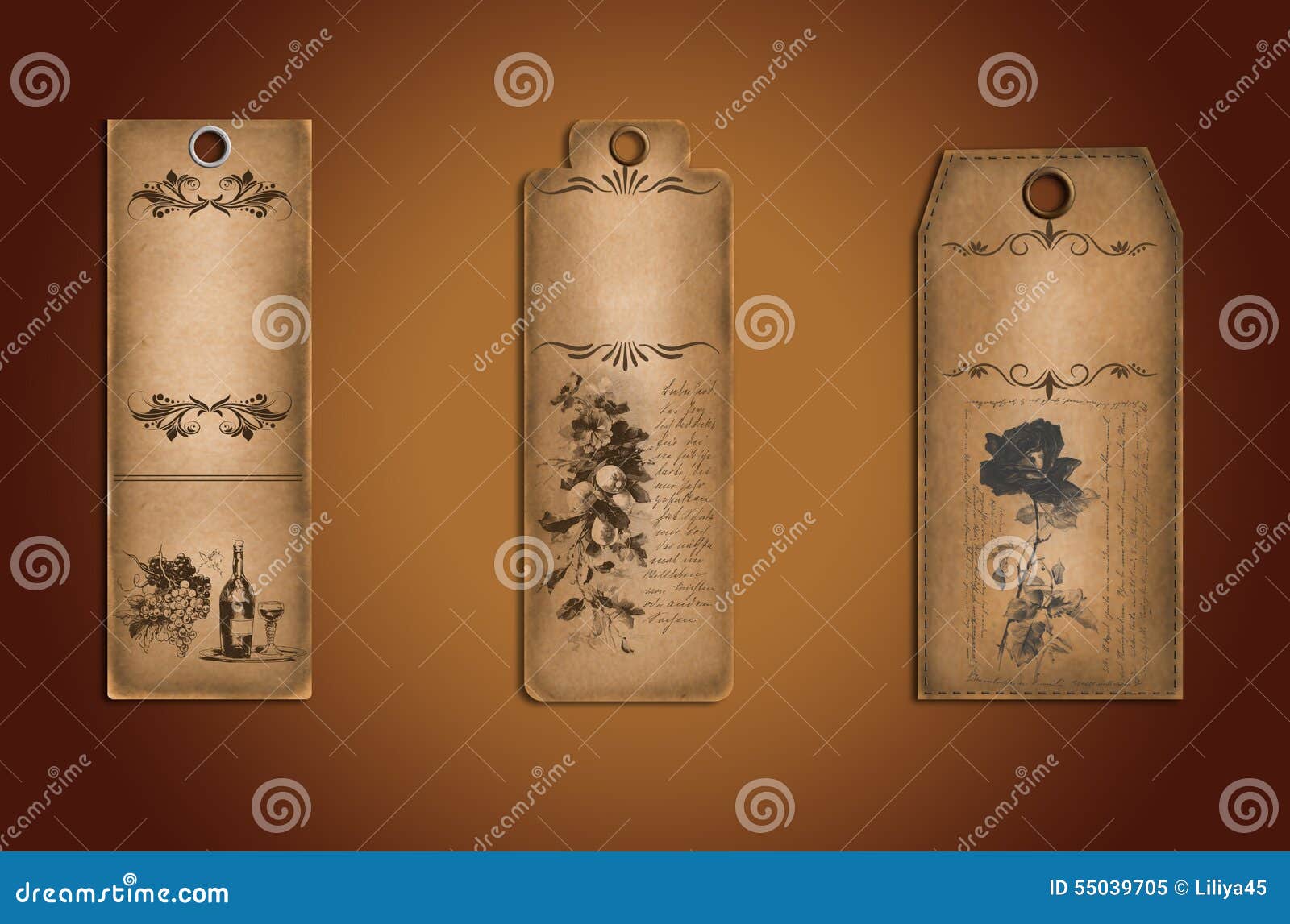 Vintage Labels from Old Brown Paper . Stock Illustration - Illustration ...