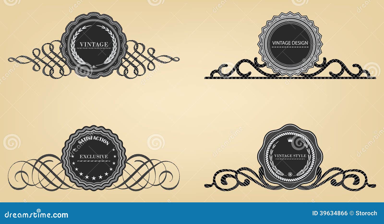 Vintage Labels Retro Style Set. Stock Vector - Illustration of ...
