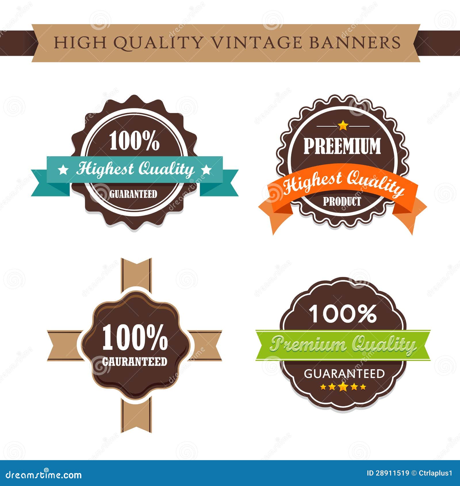 Vintage Labels and Ribbon Retro Style Set Stock Illustration ...