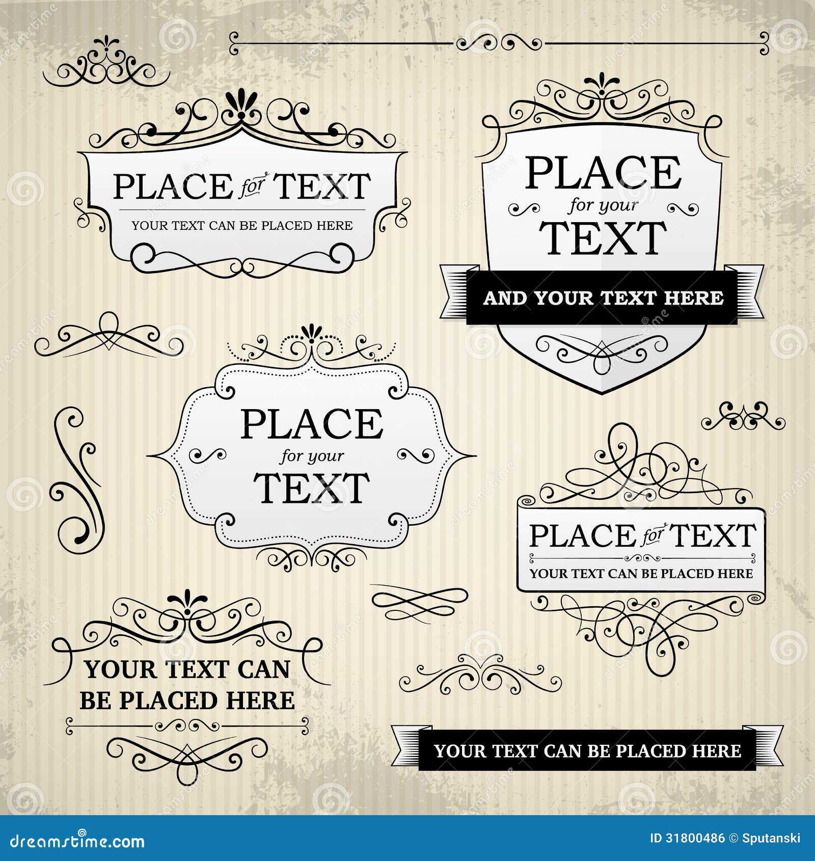 Vintage Labels and Scroll Elements Stock Vector - Illustration of ...