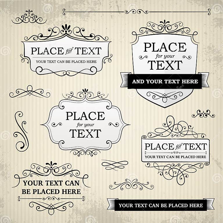 Vintage Labels and Scroll Elements Stock Vector - Illustration of ...