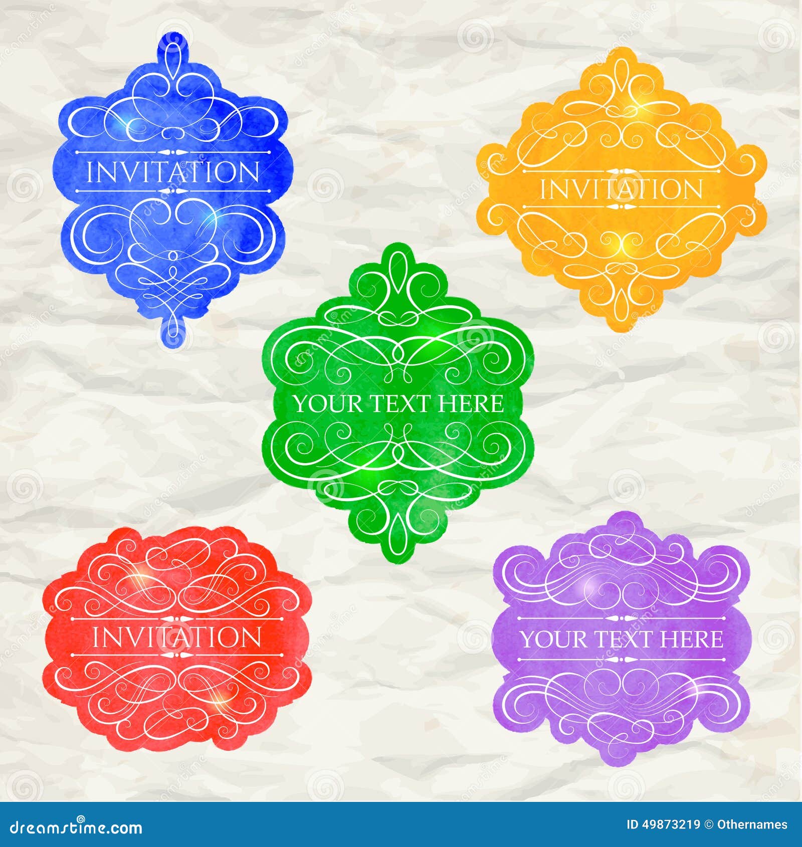 Vintage Labels Set, Colorful Frames, Design Stock Vector - Illustration ...