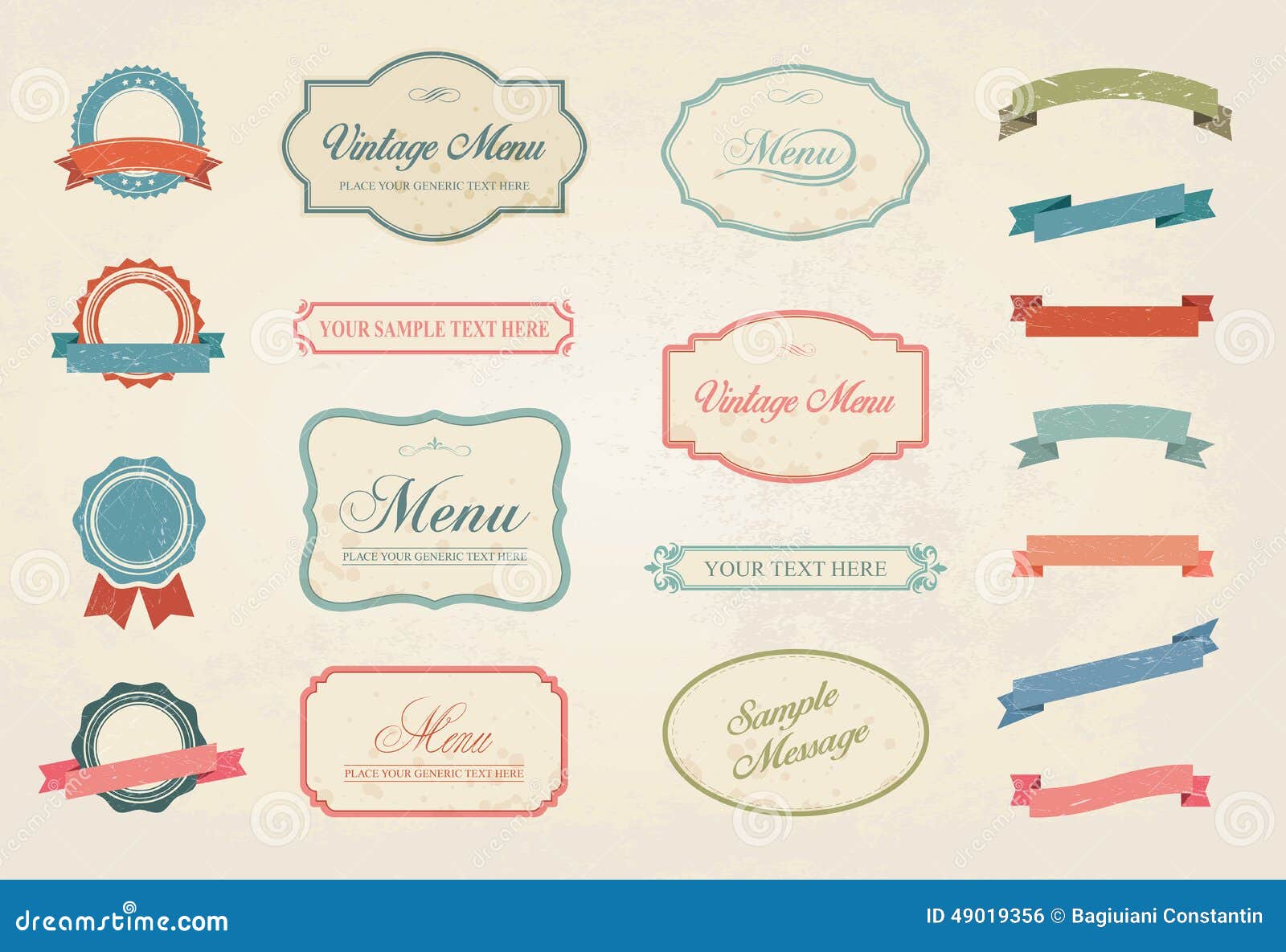 Vintage Labels Vector Design Elements Collection Set Stock Vector ...