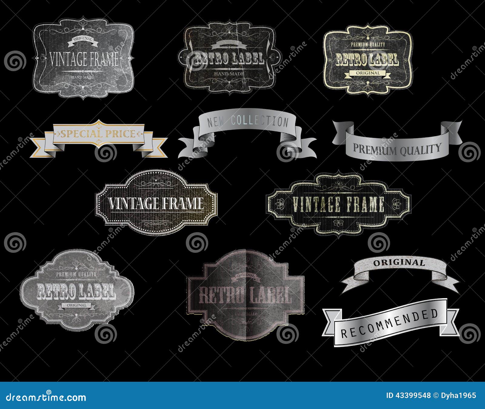 Vintage lable04black stock vector. Illustration of element - 43399548