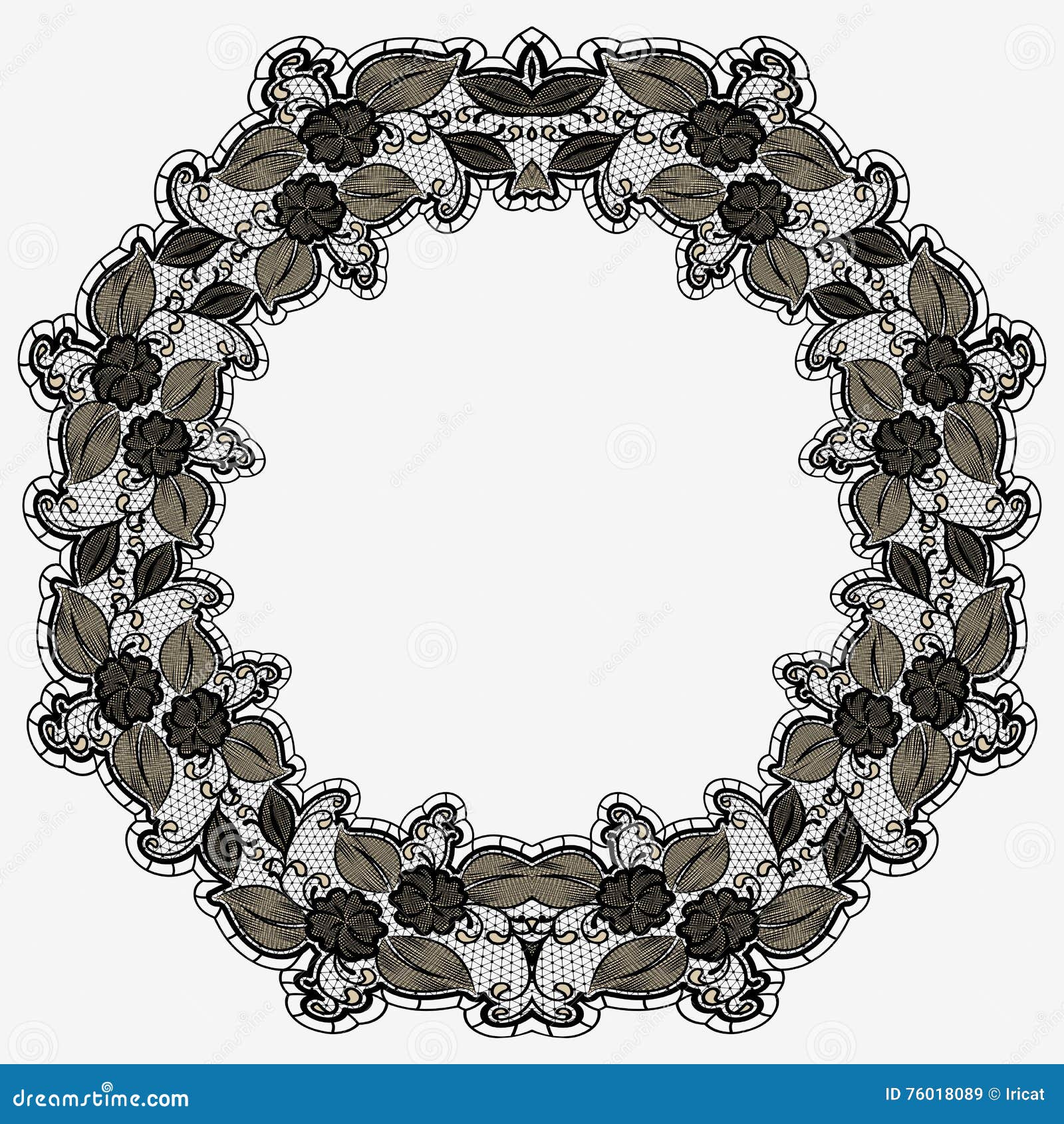 Vintage Lace Frame Isolated on White Background. Black Openwork Floral ...