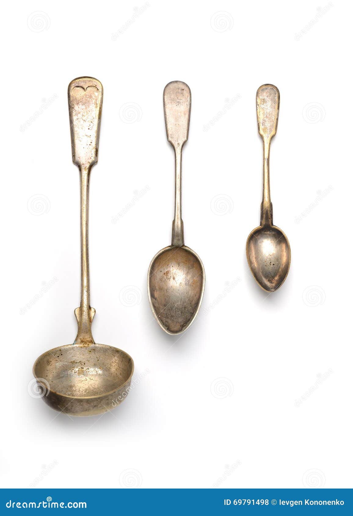 Vintage Ladle, a Dining Room and a Tea Spoon on a White Background ...