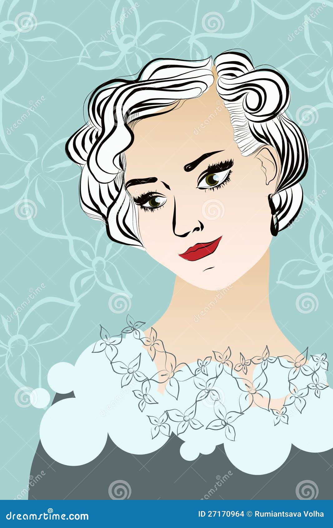 Vintage lady portrait stock vector. Illustration of drawing - 27170964