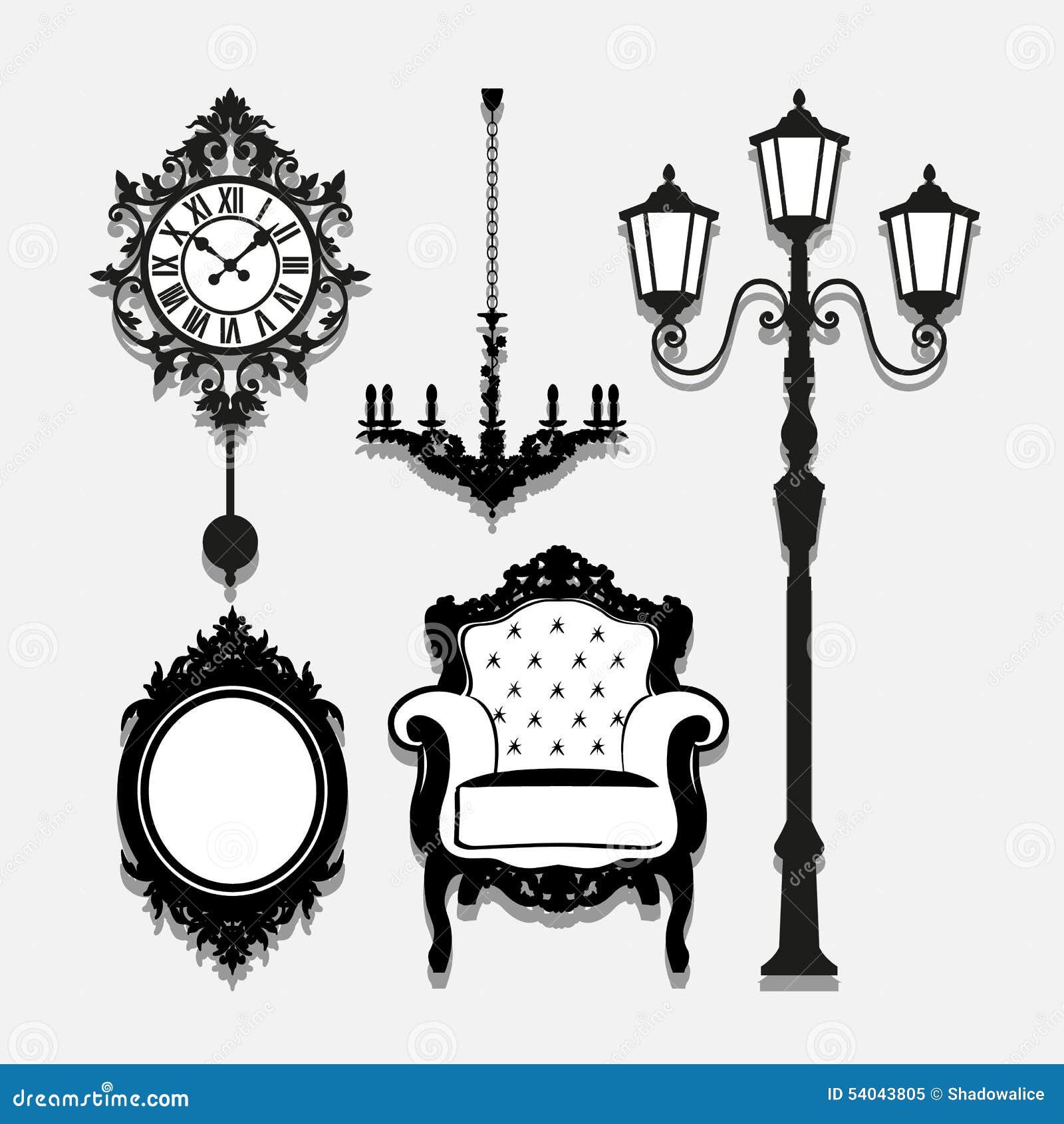 Vintage Lamp Icons Set Great for Any Use. Vector EPS10 Stock Vector ...