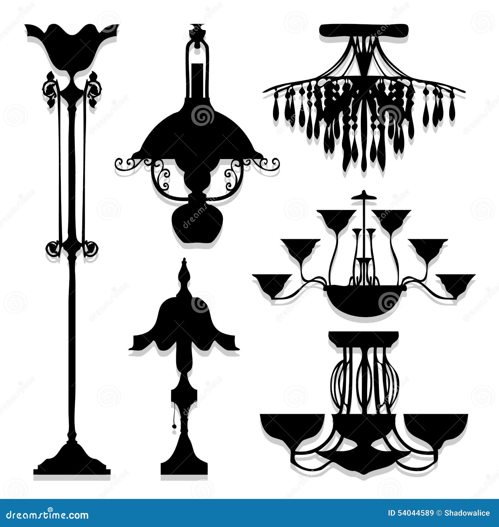 Vintage Lamp Icons Set Great for Any Use. Vector EPS10 Stock Vector ...