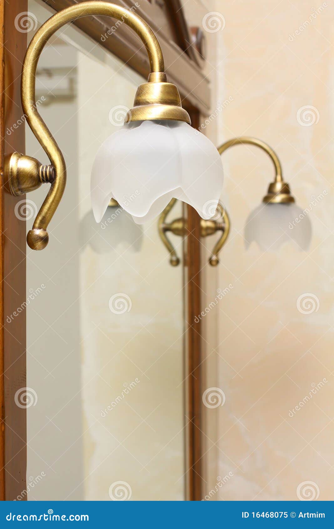 Vintage lamp with mirror stock image. Image of mirror - 16468075