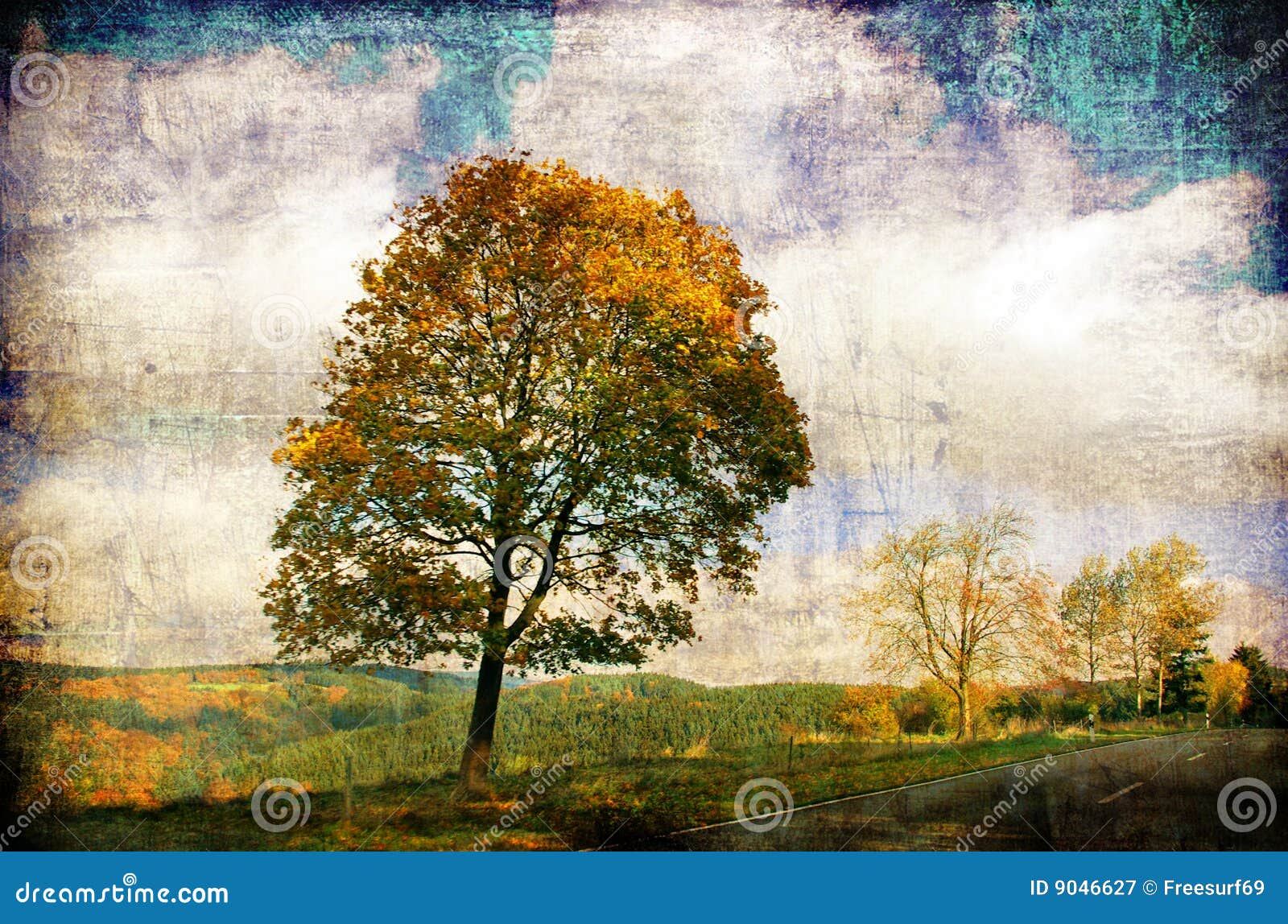 Vintage landscape stock image. Image of outdoor, road - 9046627