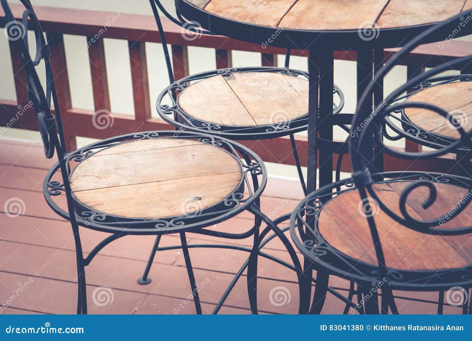 Vintage Lantern with Chairs and Tables, Outdoor Cafe. Stock Photo ...