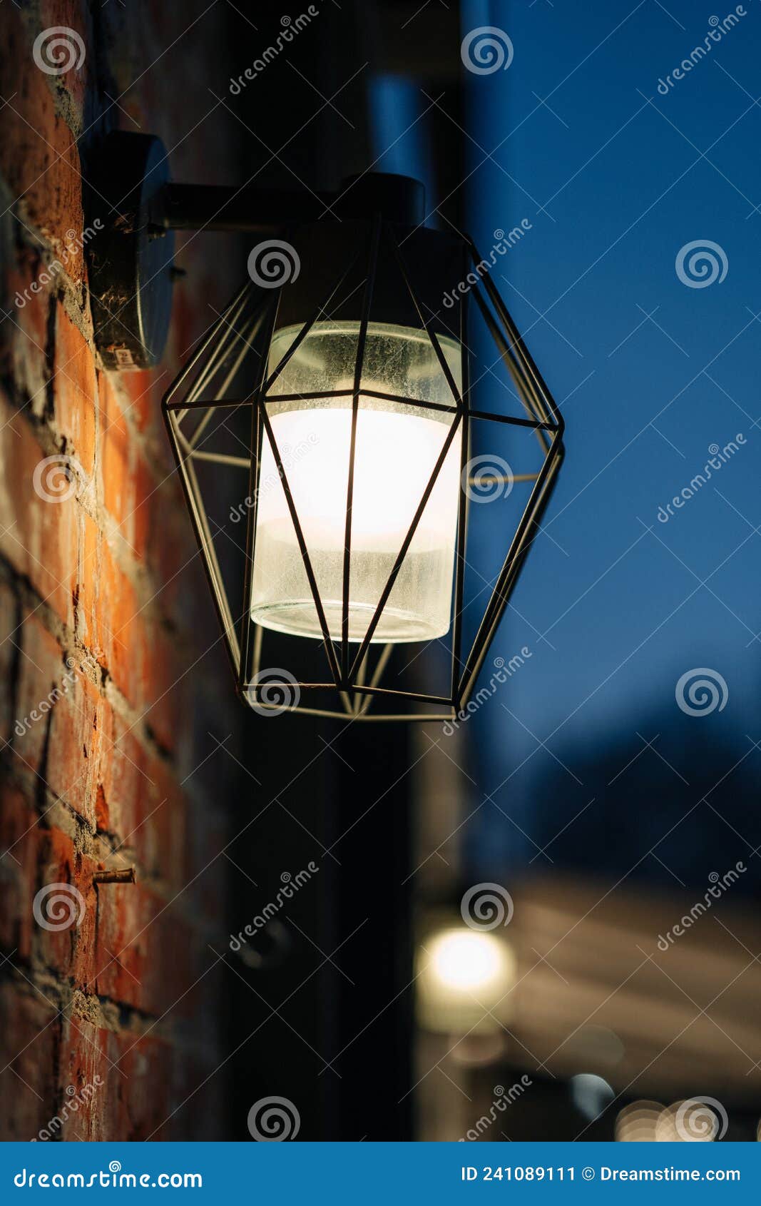 Vintage Lantern at Night. Old Fashioned Glowing Lantern Stock Image ...