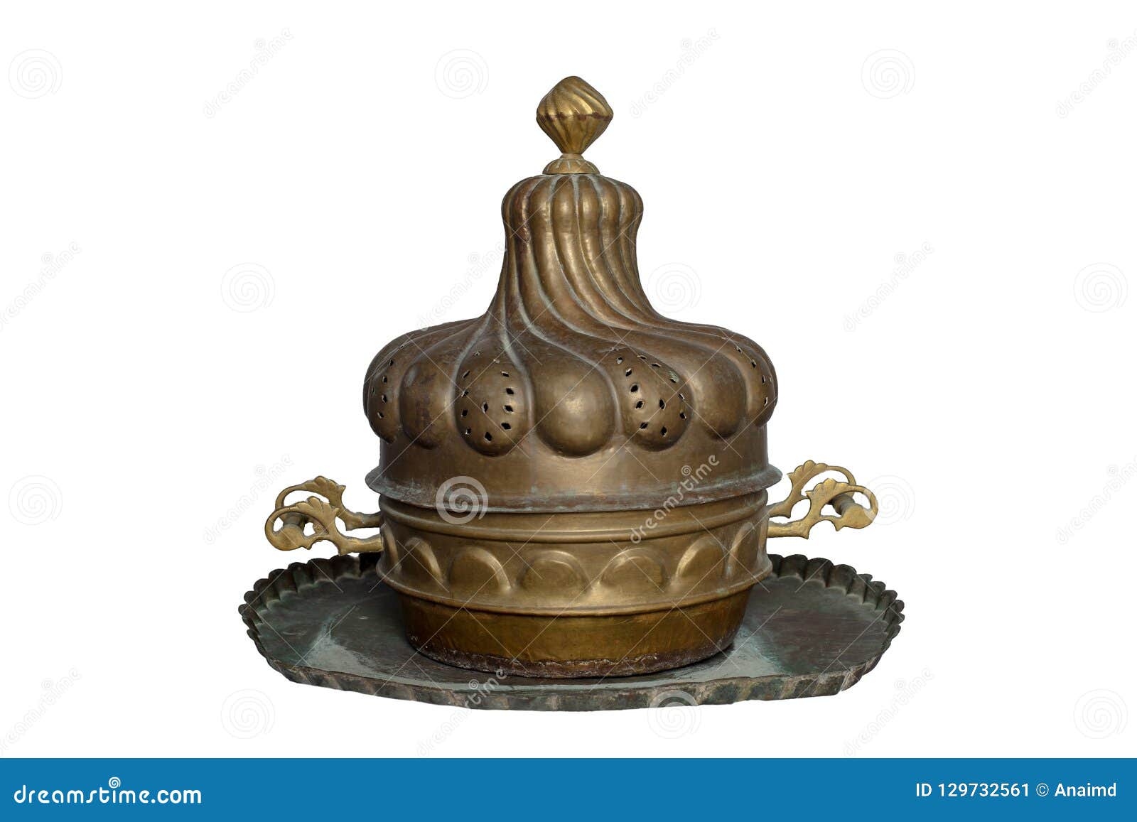 Vintage Large Hand Crafted Copper Brazier from 1940`s Stock Image ...