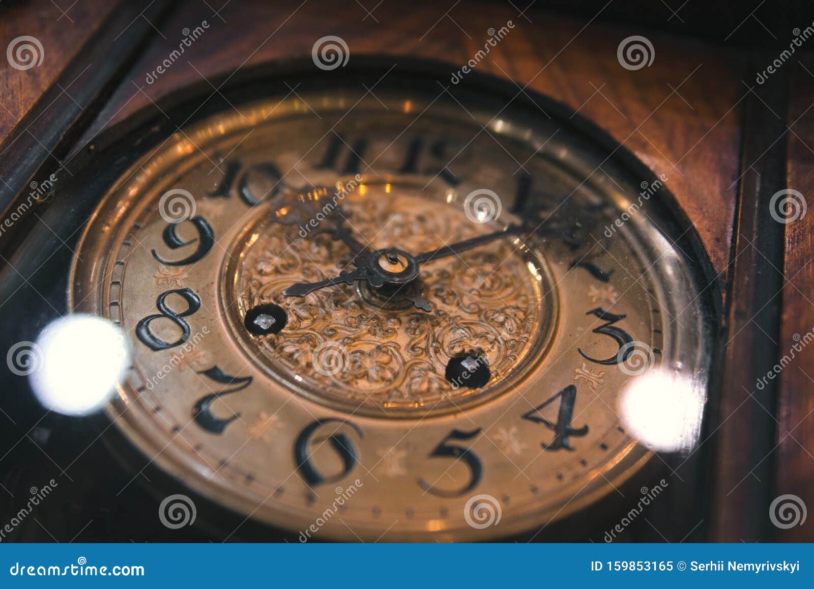 Vintage Large Table Clock. Face, Dial with Numbers and Clock Hands ...