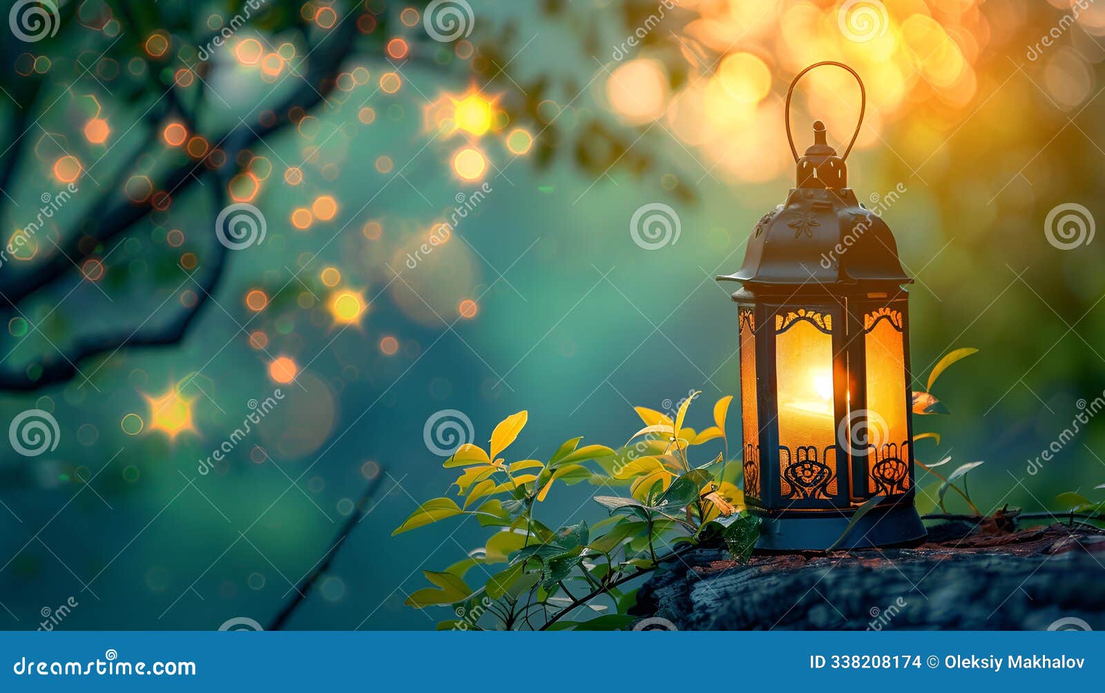 Vintage Latern On Evening Bokeh Nature Background Royalty-Free Stock ...