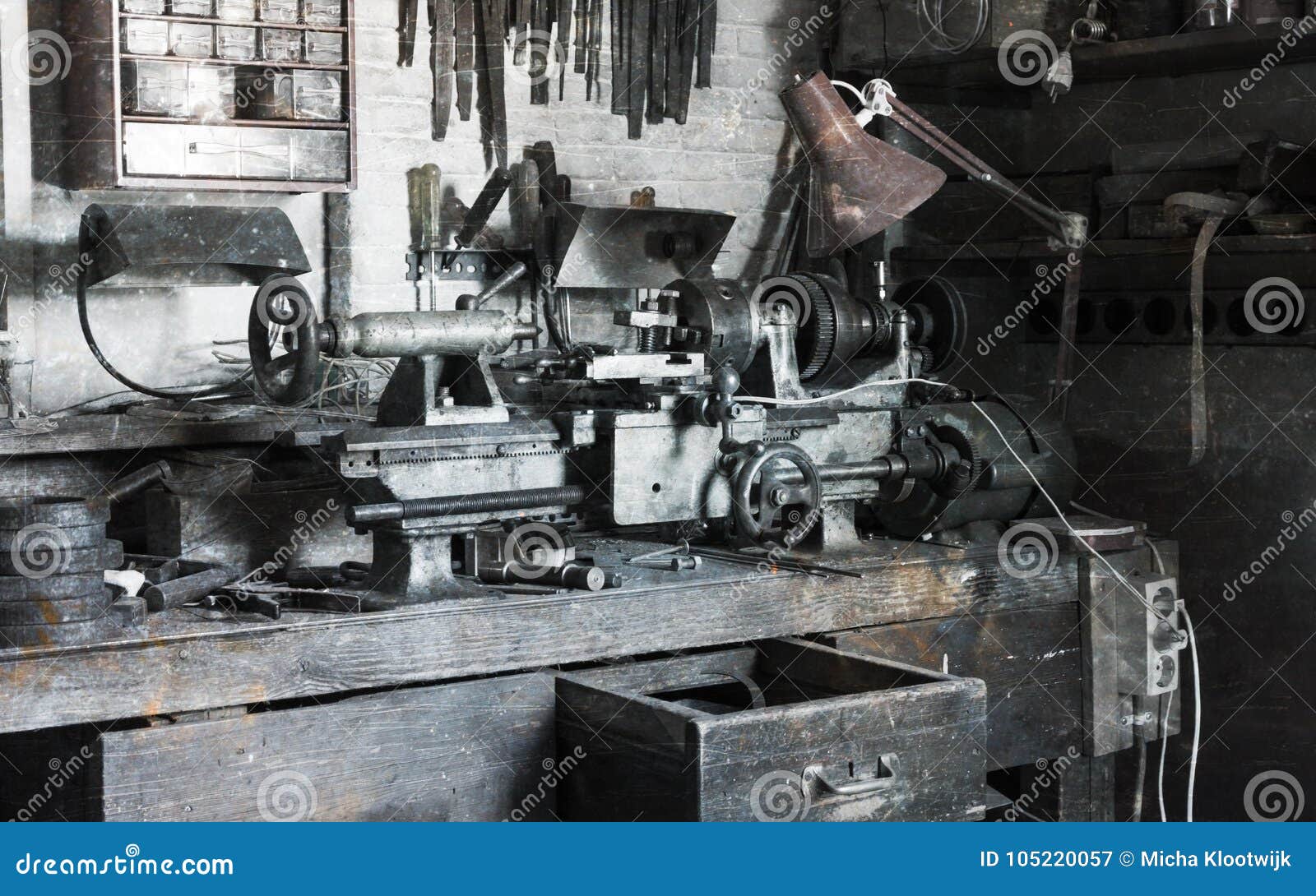 Vintage lathe machine stock image. Image of mill, lathe - 105220057