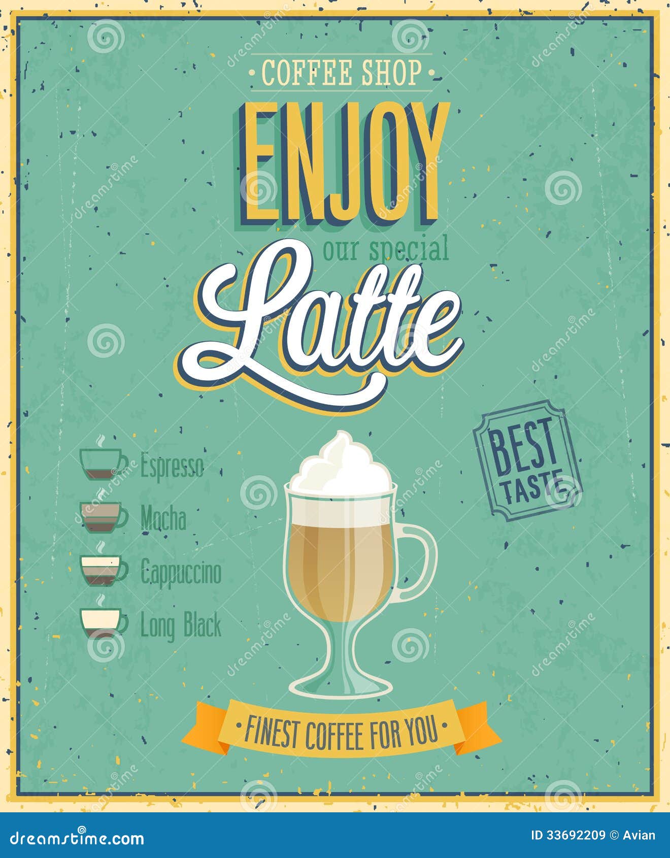 Vintage Latte Poster - Chalkboard. Vector Illustration | CartoonDealer ...