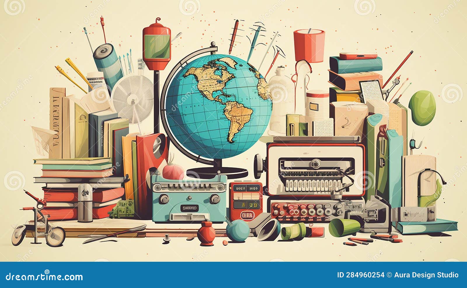 Vintage Learning Tool. Retro Inspired Graphic Stock Illustration ...