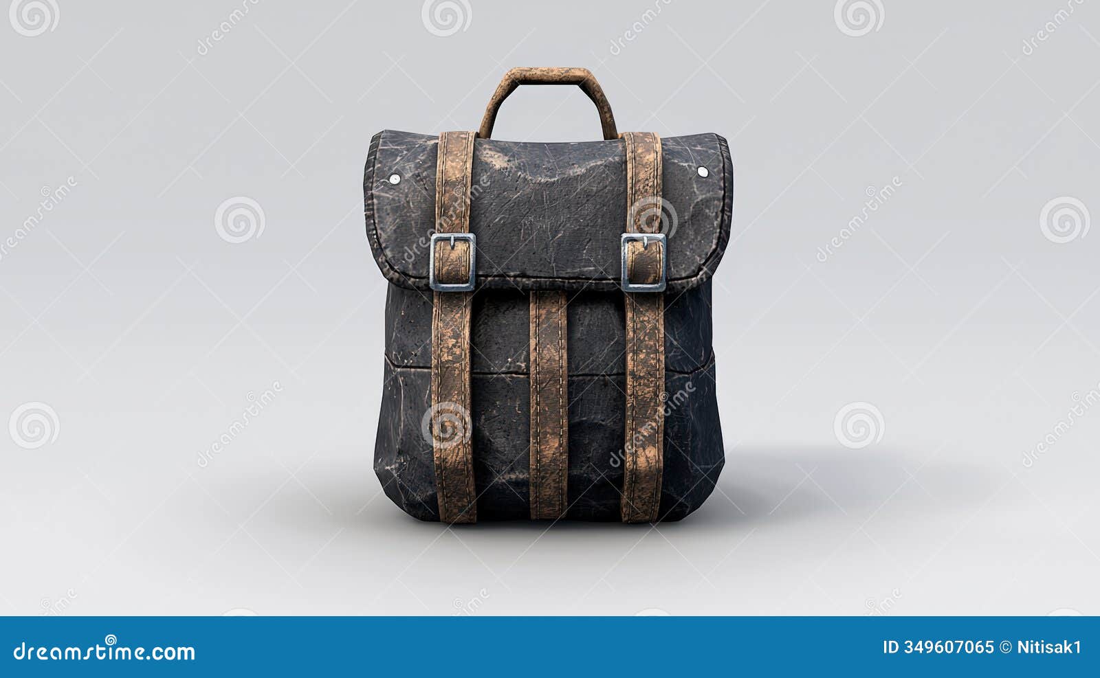 Vintage Leather Backpack with Worn Design Isolated on a White ...