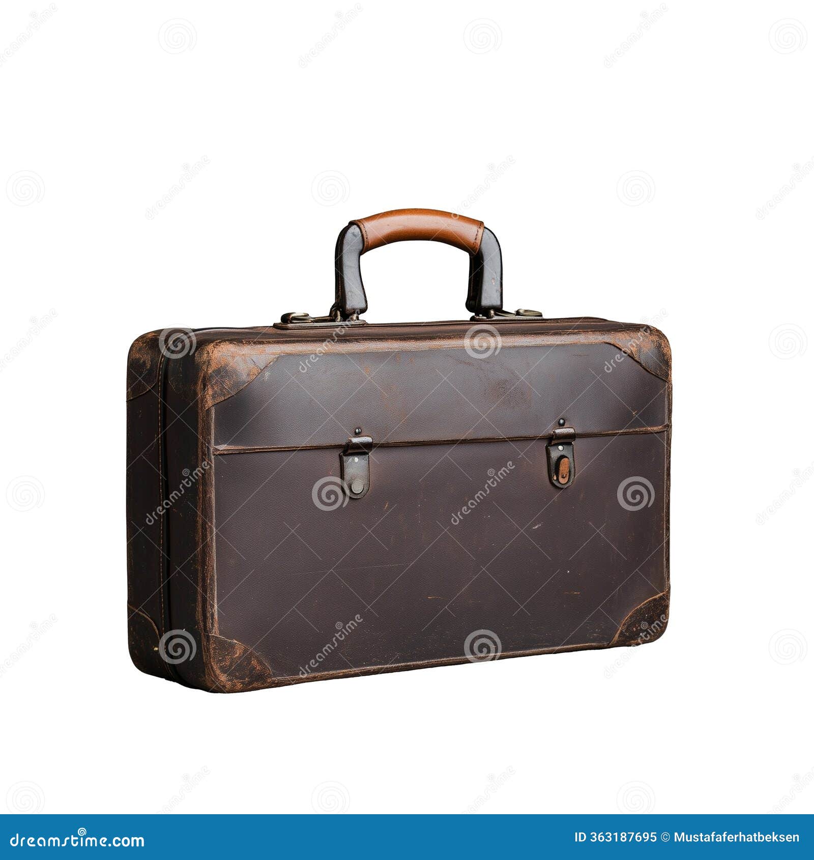 Vintage Leather Briefcase with Sturdy Handle and Worn Edges on ...