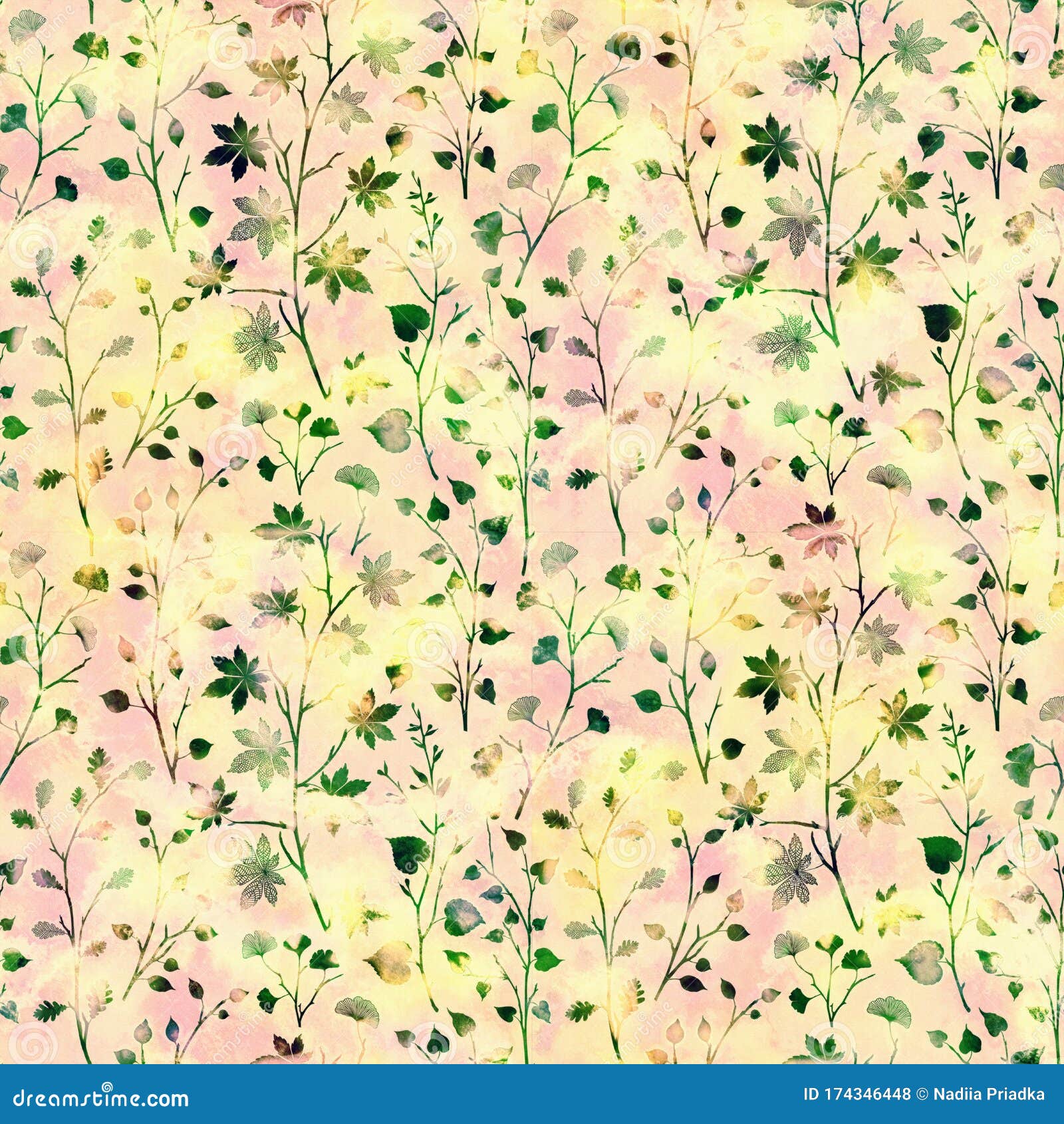 Vintage Leaves Seamless Pattern. Retro Floral Illustration Background ...