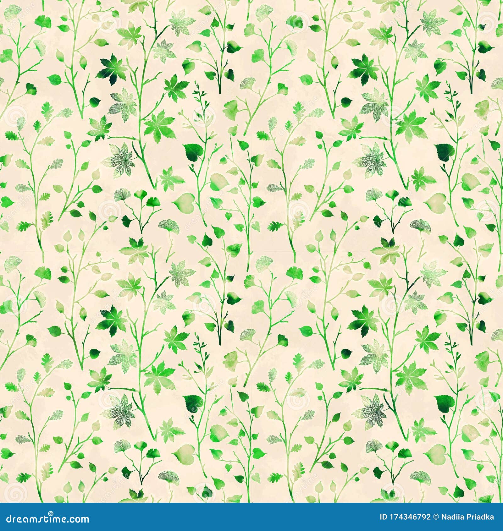 Vintage Leaves Seamless Pattern. Retro Floral Illustration Background ...