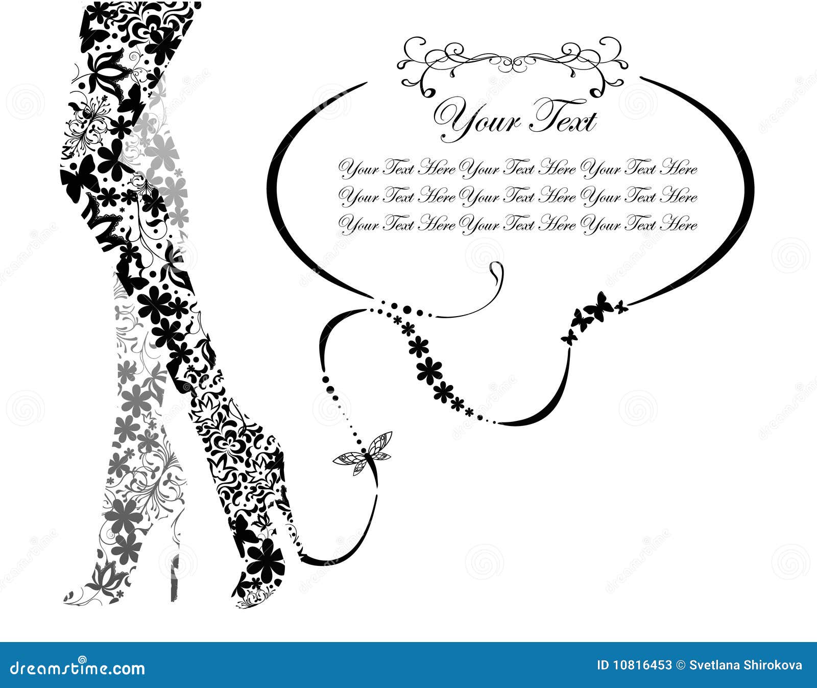 Vintage Legs with Text Field Stock Vector - Illustration of leaf, curve ...