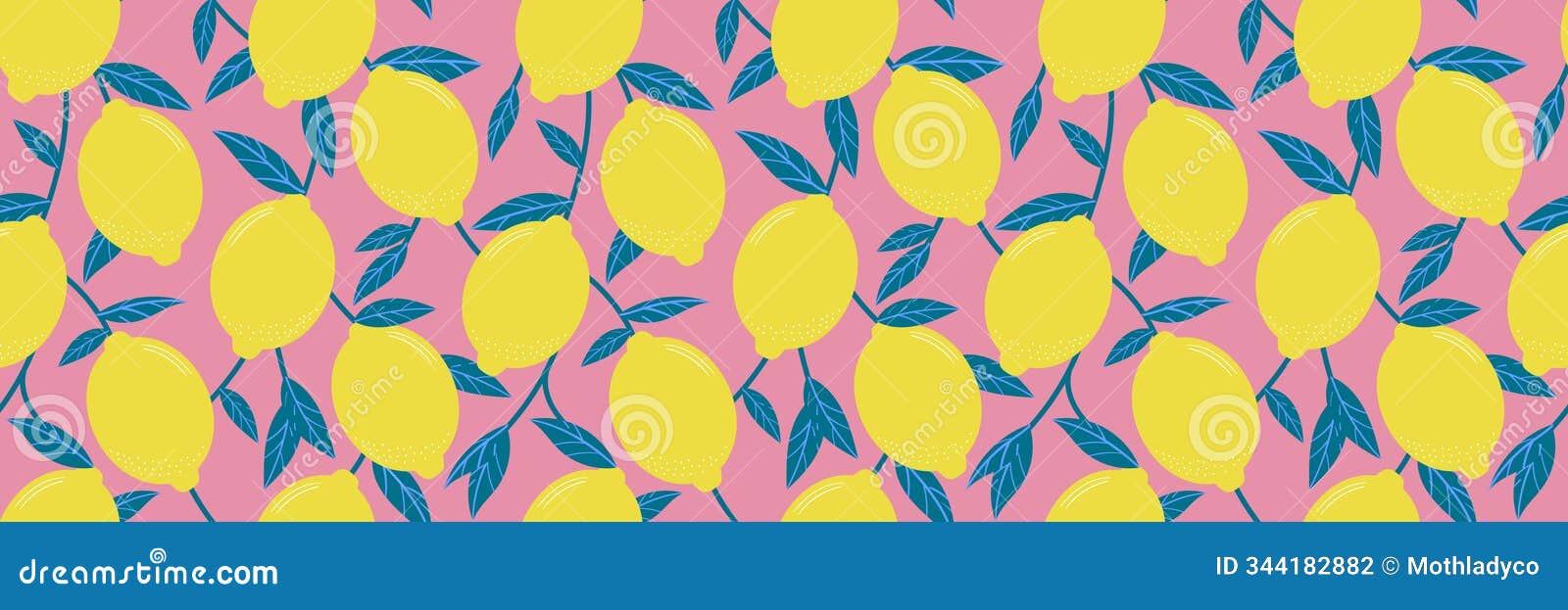 Vintage Lemon Illustrations Vector Banner, Seamless Repeating ...